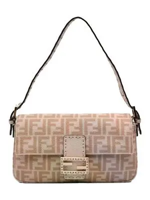 Fendi 2000-2010 Zucca Wool Selleria Baguette Brown