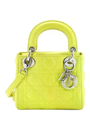 Dior Lady Mini Satchel Cannage Quilt Lambskin - Yellow