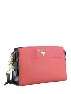 Prada Bibliotheque Saffiano Leather Crossbody Bag - Black