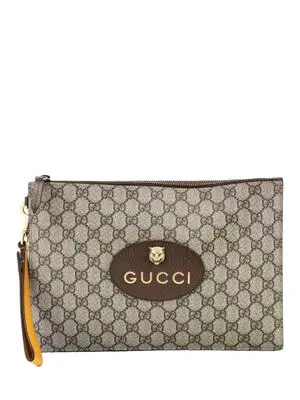 Gucci Neo Vintage Gg Coated Canvas Wristlet - Brown
