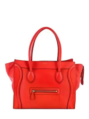 Celine Luggage Leather Shoulder Bag - Red