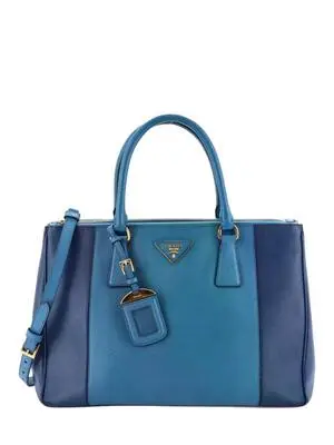 Prada Bicolor Saffiano Leather Medium Tote Bag - Blue