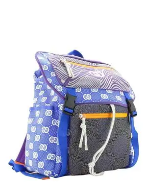 Gucci Paneled Gg Jacquard Nylon Backpack - Blue