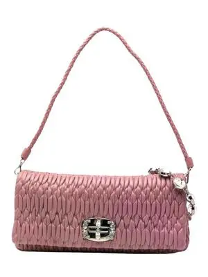 Miu Miu Matelasse Nappa Crystal Chain Satchel - Pink