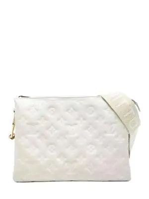 LOUIS VUITTON 2021 Monogram Embossed Puffy Lambskin Coussin Pm Satchel - White