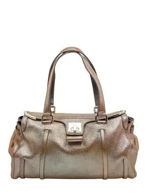 Celine 2008 Shimmer Leather Shoulder Bag - Brown