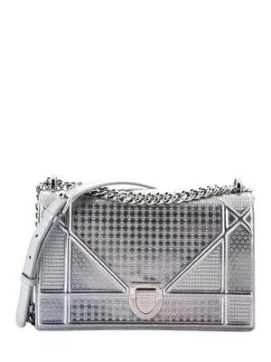 Dior Diorama Flap Bag Cannage Embossed Calfskin Medium - Silver