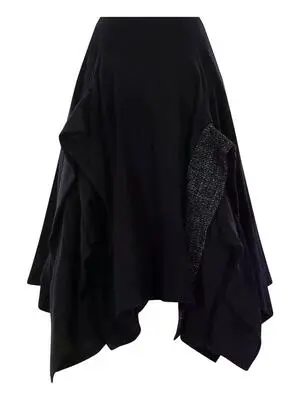 Yohji Yamamoto Panelled Skirt With Ruffle Detailing - Black