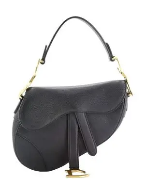 Dior Saddle Handbag Leather Mini Shoulder Bag - Black