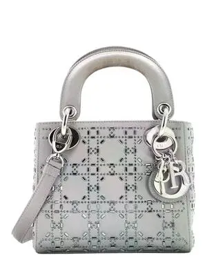 Dior Lady Crystal Embellished Mini Satchel - Grey