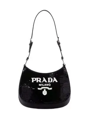 Prada Cleo Sequins Small Shoulder Bag - Black