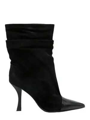 MARC ELLIS 90mm Pointed-toe Ruched Boots - Black