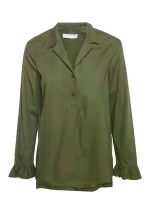 Sandro Cotton Ruffle-cuff Blouse - Green