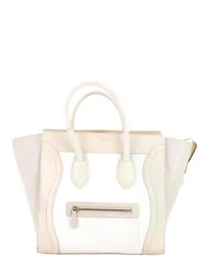 Celine Tricolor Leather Mini Luggage Tote - Neutrals