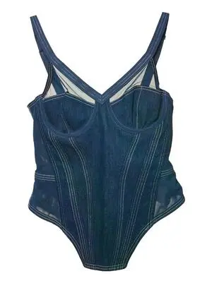 Burberry Denim Mesh Bustier Top - Blue