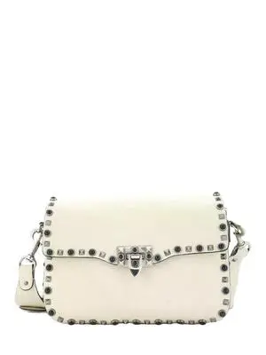 Valentino Garavani Rolling Rockstud Leather Medium Crossbody Bag - Neutrals