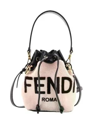 Fendi Logo Mon Tresor Printed Fur Mini Bucket Bag - Neutrals