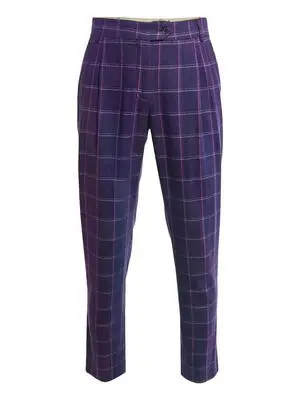 Etro Wool Plaid Trousers - Purple