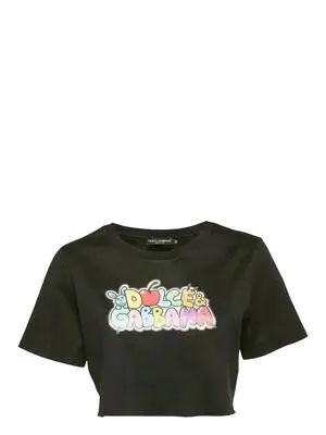 Dolce & Gabbana Logo-print Cropped T-shirt - Black