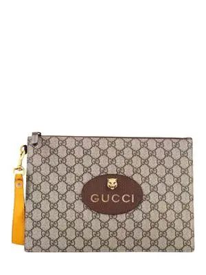 Gucci Neo Vintage Gg Coated Canvas Wristlet - Brown
