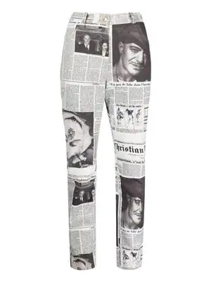 Dior 2000 Newspaper-print Slim-fit Jeans - Black