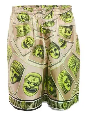 Versace Mask-print Silk Shorts - Neutrals