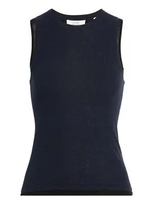 Vince Layered Cotton-blend Top - Navy