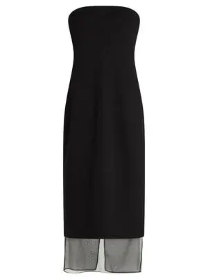 ESSE STUDIOS Issia Strapless Crepe Midi Dress - Black