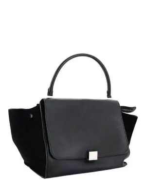 Celine Trapeze Leather Medium Satchel - Black