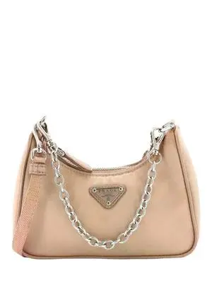 Prada Re-edition Tessuto Mini Hobo Bag - Neutrals
