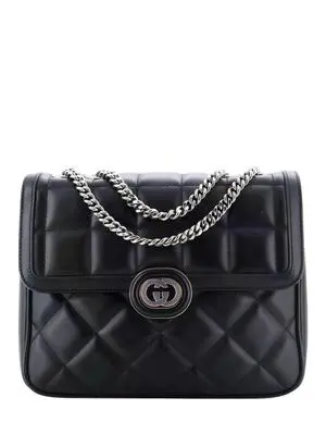 GUCCI Gucci Pre-Owned Deco Chain Flap Small Shoulder Bag Mixed Matelassé Leather