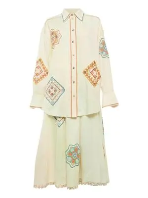 Zimmermann Embroidered Scalloped-edge Suit - Neutrals