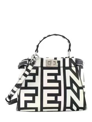 Fendi X Marc Jacobs Peekaboo Mini Satchel Printed Leather - White