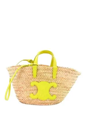 Celine Triomphe Basket Raffia Teen Shoulder Bag - Neutrals