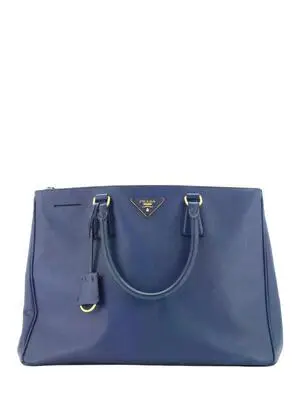 Prada Double Zip Saffiano Leather Medium Tote Bag - Blue