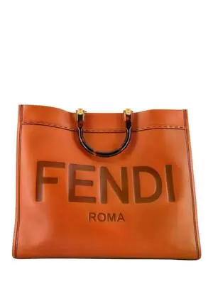 Fendi Sunshine Shopper Large Leather Tote Bag - Brown