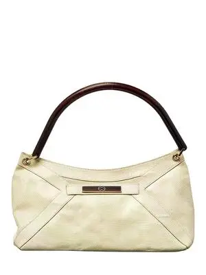 Escada 1990s Lizard-embossed Leather Top Handle Bag - Neutrals