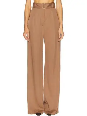 Matthew Bruch Belted Wide Leg Trouser - Mocha Lyocell