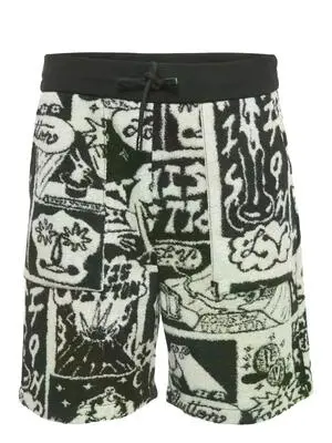 LOUIS VUITTON Cartoon Print Terry Shorts - Black