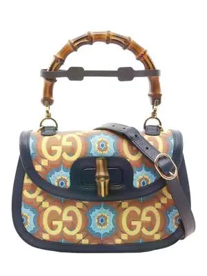 Gucci 2010 Logo Bamboo Shoulder Bag - Blue