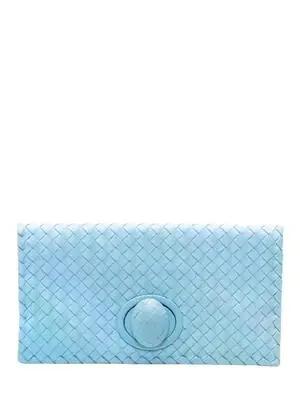 Bottega Veneta Nappa Intrecciato Turn Lock Clutch Bag - Blue