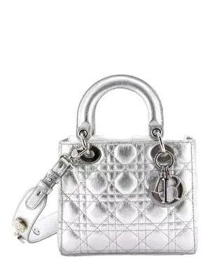 Dior My Lady Dior Cannage Quilted Satchel Silver