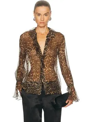 NILI LOTAN Cecily Top - Lurex Leopard