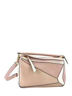 Loewe Puzzle Bag Leather And Suede Small Satchel - Pink