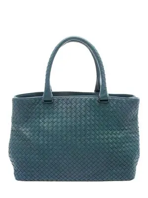 Bottega Veneta 2000s Intrecciato Leather Tote Bag - Blue