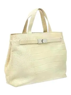 Furla Croc Embossed Leather Tote - Neutrals