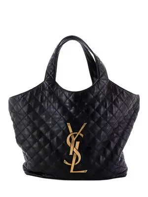 Saint Laurent Icare Shopping Quilted Leather Maxi Tote Bag - Black