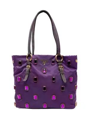 Prada 2000-2025 Tessuto Pietre Jeweled Tote Bag - Purple