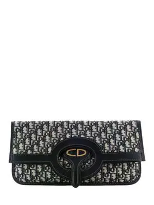Dior Fold Over Oblique Canvas Clutch Bag - Blue