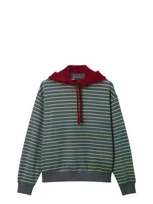 TOUT A COUP Striped Crew-neck Sweatshirt - Grey
